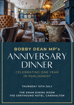 Bobby Dean MP's Anniversary Dinner - Liberal Democrats - Tickets