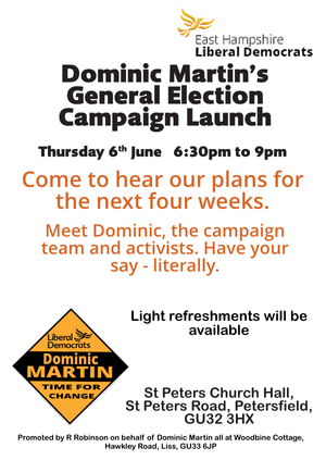 Dominic Martin’s General Election Campaign Launch - Liberal Democrats ...